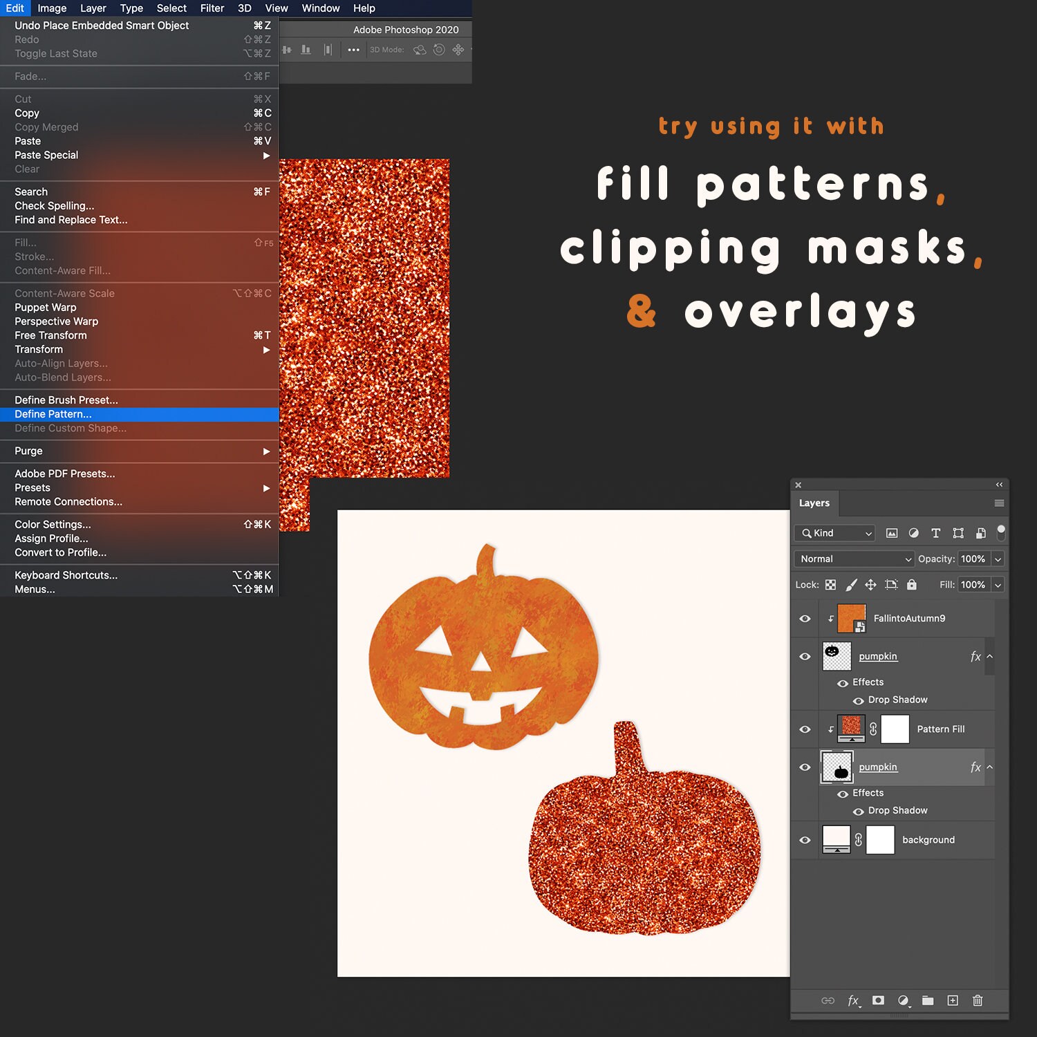 Autumn Glitter Seamless Patterns Fall Color Glitter Digital - Etsy