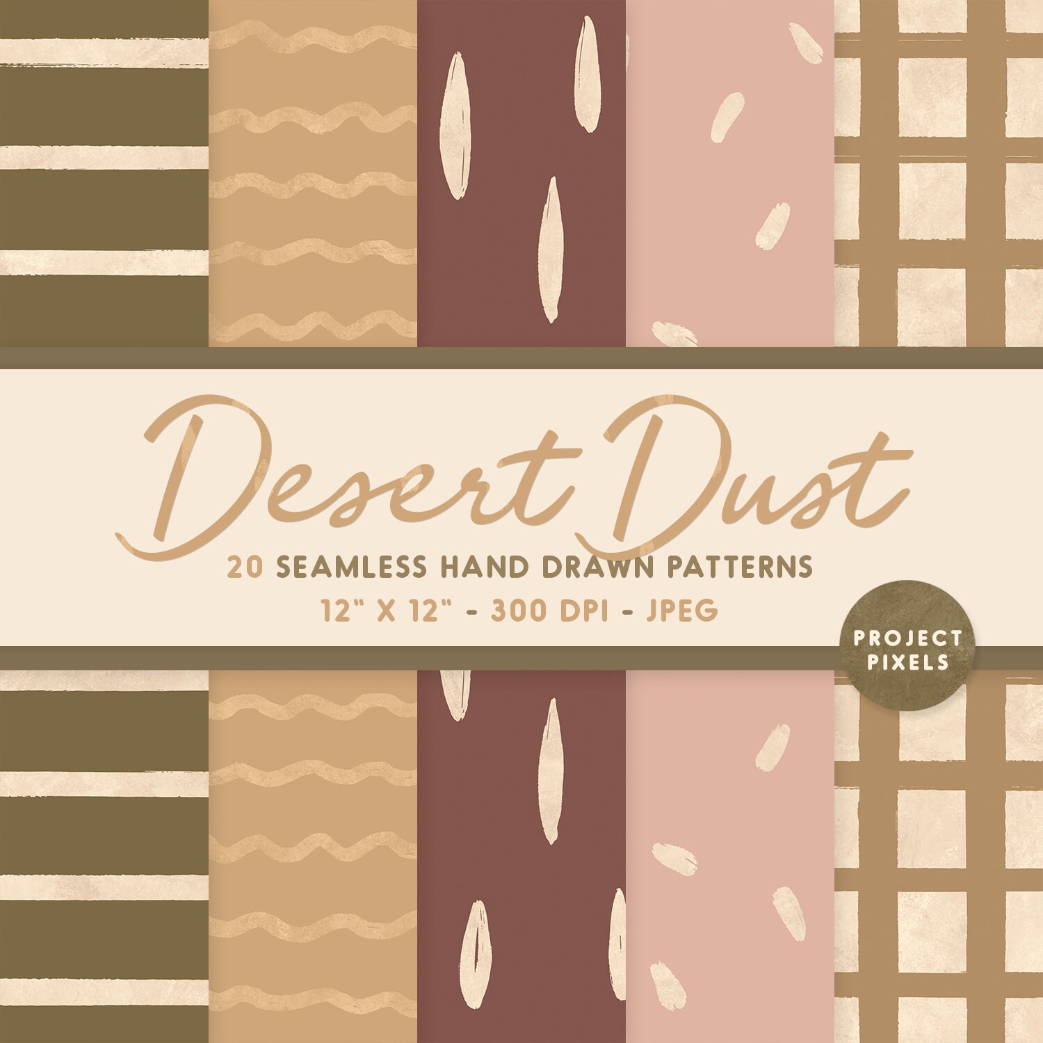 Desert Dust Hand Drawn Patterns, Minimal Seamless Patterns, Natural ...