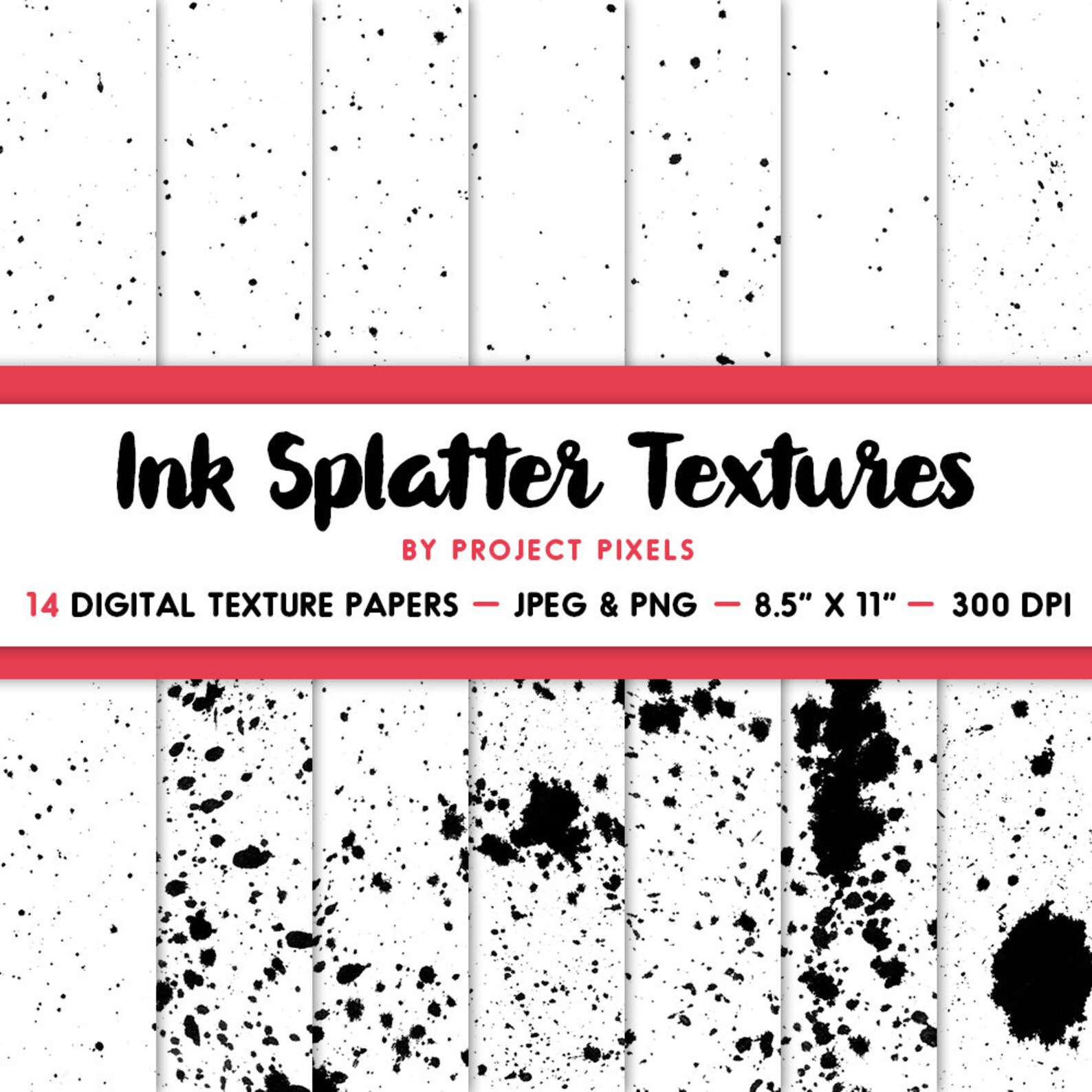 Ink Splatter Textures, Grunge Seamless Patterns, Ink Clip Art, Ink ...