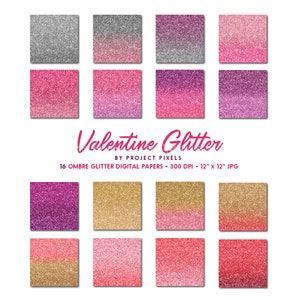 Valentine Ombre Glitter, Digital Paper, Glitter Background, Glitter ...