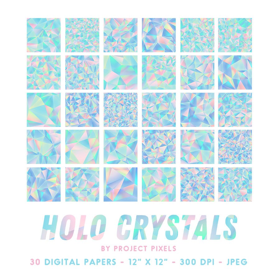 Holographic Crystal Digital Paper, Iridescent Rainbow Paper, Pastel ...