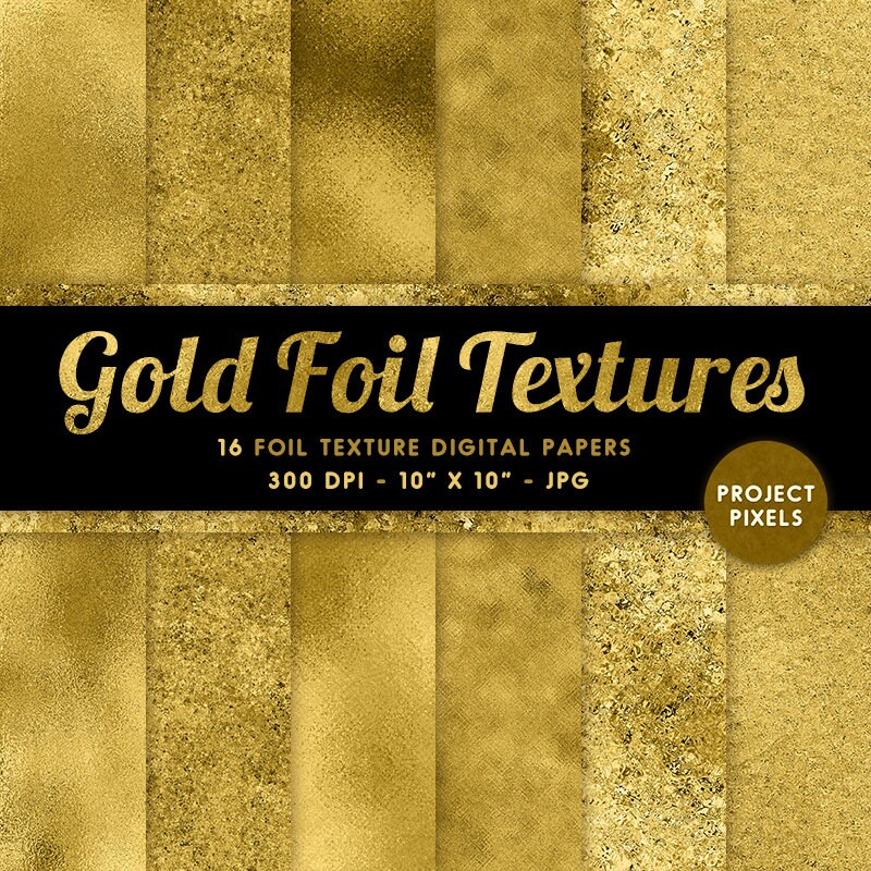 Gold Foil Textures, Metallic Digital Paper, Rich Foil Texture Mix, Gold ...