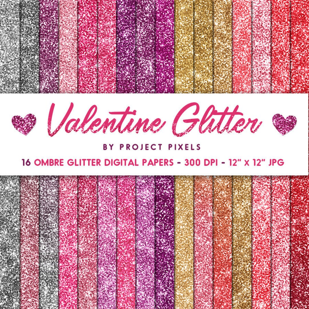 Valentine Ombre Glitter, Digital Paper, Glitter Background, Glitter ...