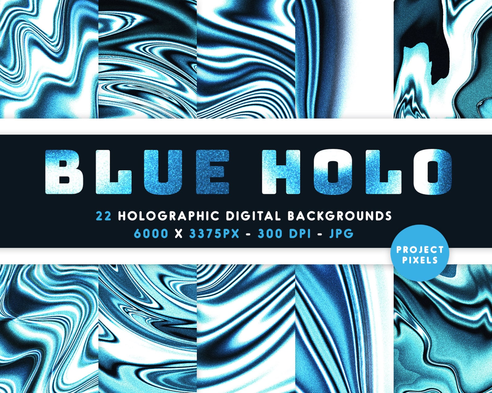 Blue Holo Digital Backgrounds, Chrome Texture, Winter Chromatic ...