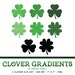 Clover Gradients, Seamless Texture Patterns, Green Gradient Digital ...
