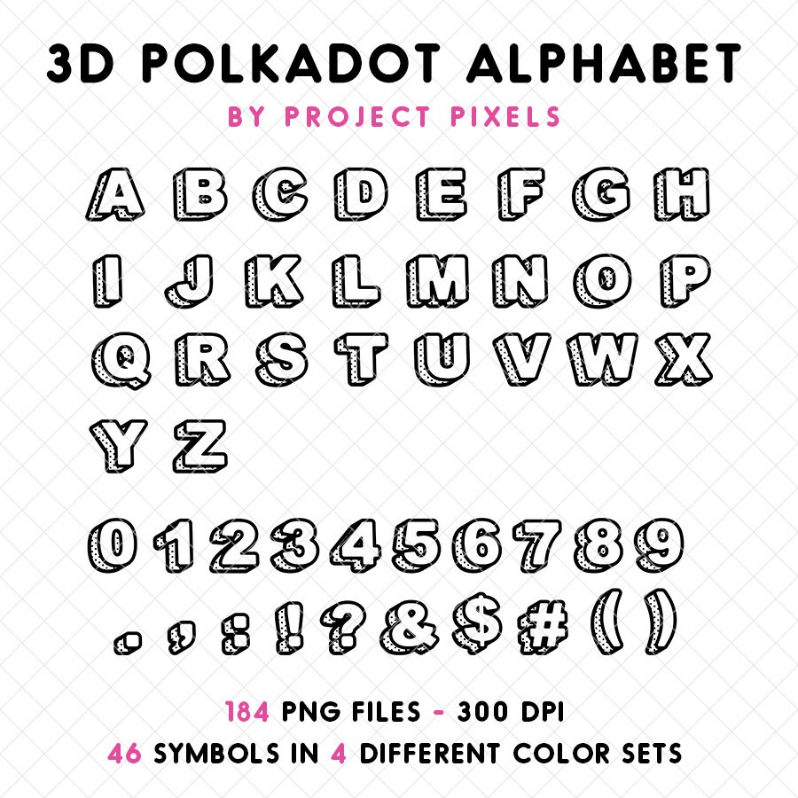 3D Polka Dot Alphabet Clip Art, 3D Letters & Numbers, Polka Dot Letters ...