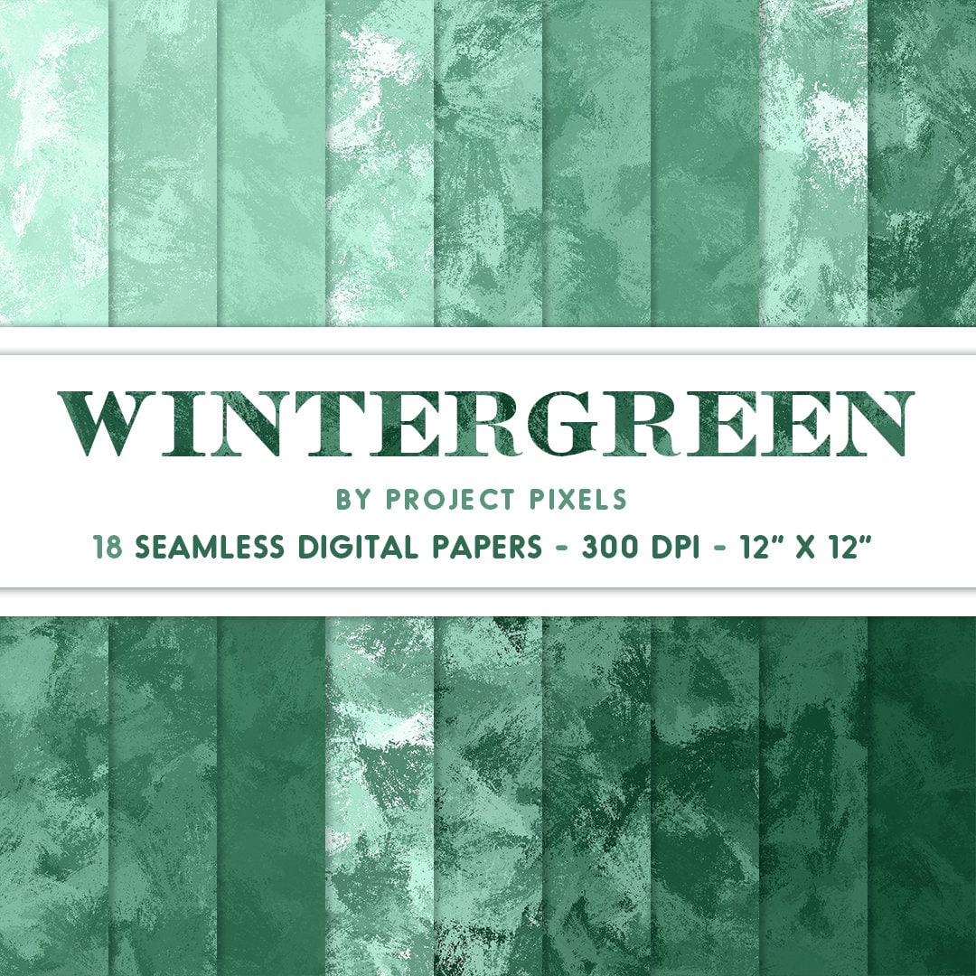 Wintergreen Digital Paper, Winter, Green, Nature Art, Gradient Paper ...