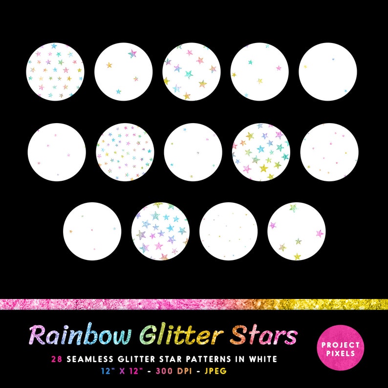 Rainbow Glitter Stars Seamless Patterns Digital Paper Pack - Etsy