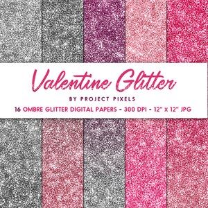 Valentine Ombre Glitter, Digital Paper, Glitter Background, Glitter ...