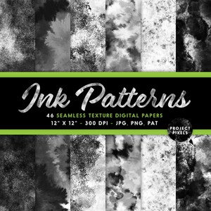 Seamless Ink Patterns, Grunge Textures, Grunge Ink Clip Art, Texture ...
