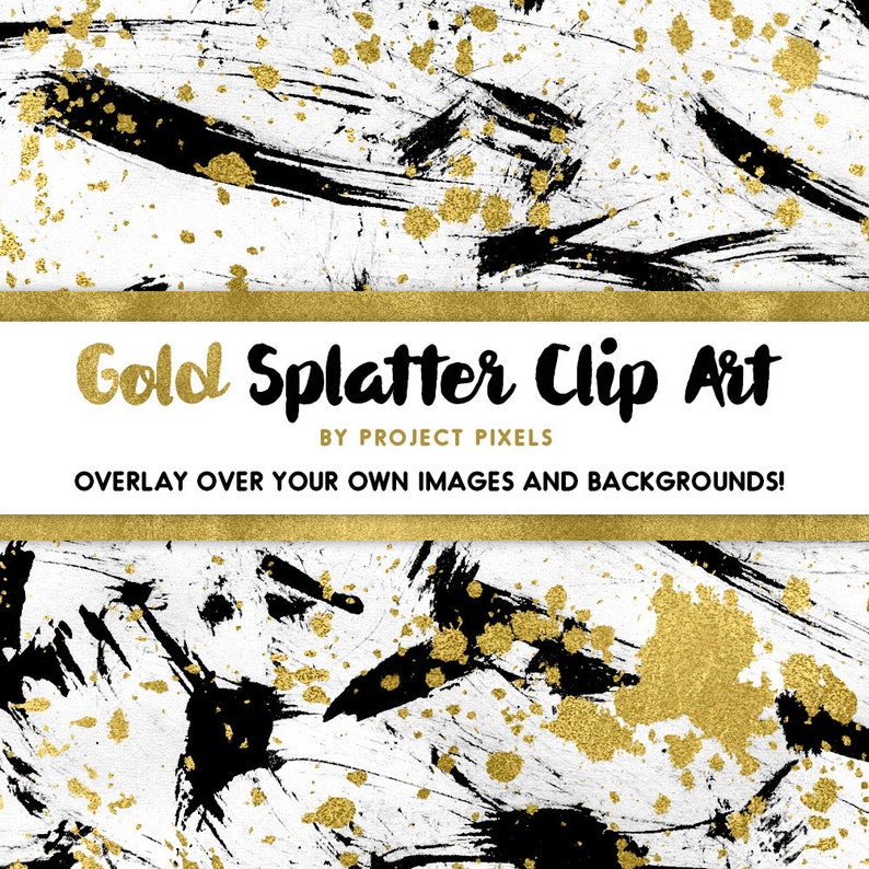 Gold Splatter Clip Art Gold Grunge Clipart Gold Ink Clip - Etsy