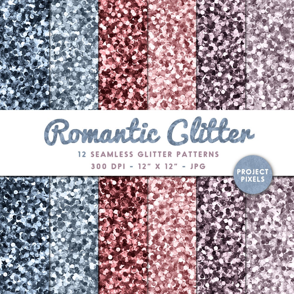 Romantic Glitter, Seamless Patterns, Soft Color Glitter Digital Paper ...