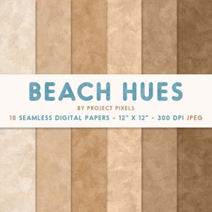 Beach Hues Digital Paper Pack, Ocean Sand Color Paper, Soft Art ...