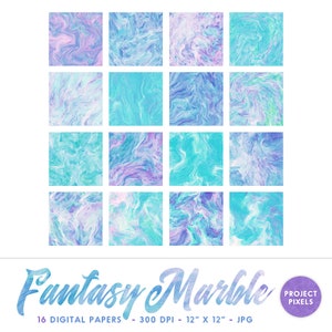 Fantasy Marble Digital Paper, Iridescent Digital, Pastel Abstract ...