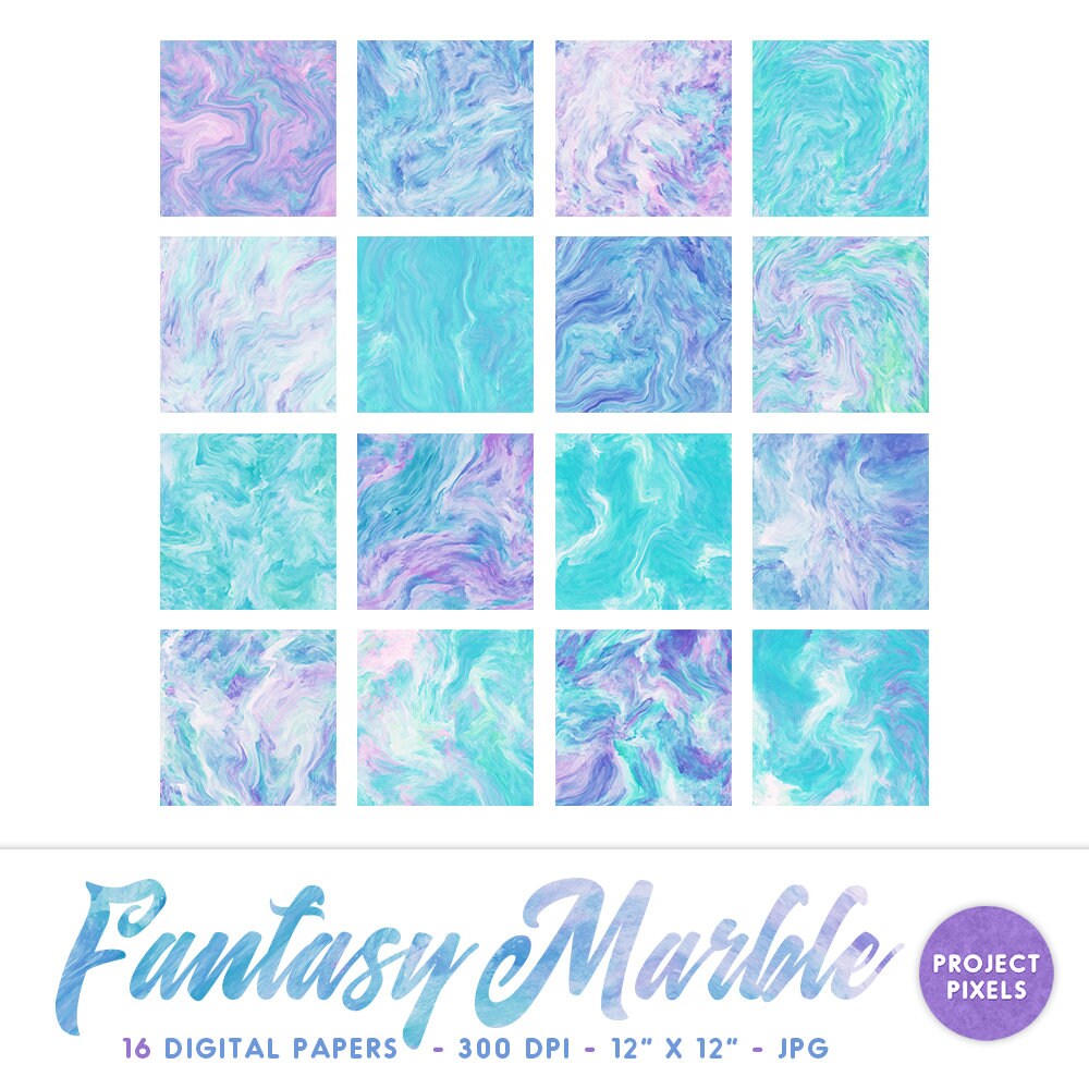 Fantasy Marble Digital Paper, Iridescent Digital, Pastel Abstract ...