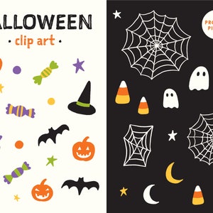 Halloween Clip Art, Vector Ai SVG PNG, Frames, Ghost, Bat, Candy ...