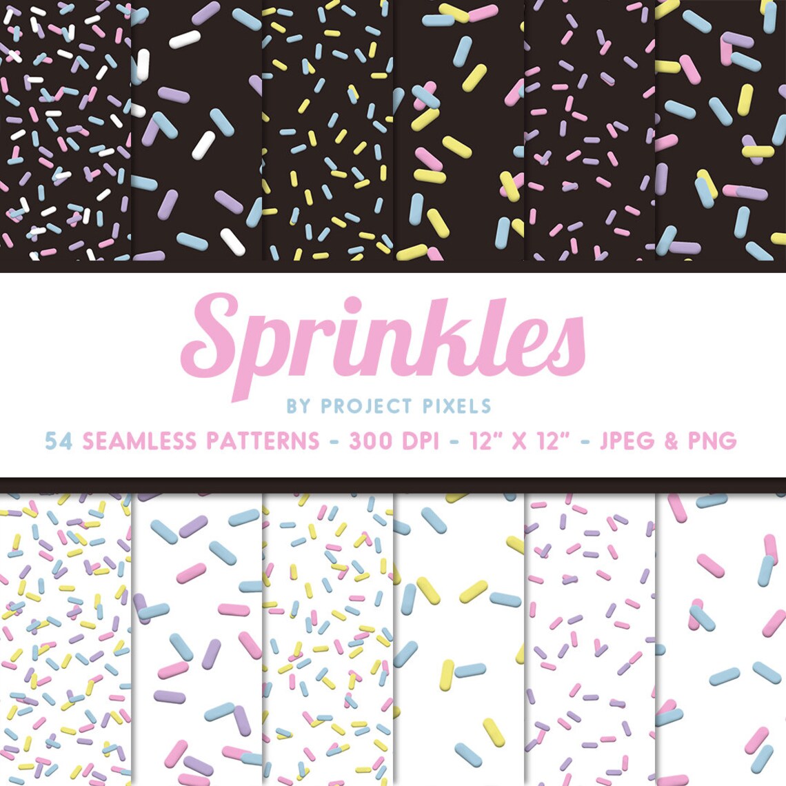 Seamless Sprinkles Patterns Digital Sprinkle Paper Donut | Etsy