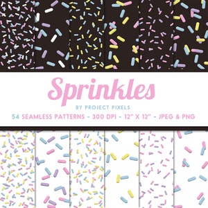 Seamless Sprinkles Patterns, Digital Sprinkle Paper, Donut, Cupcake ...