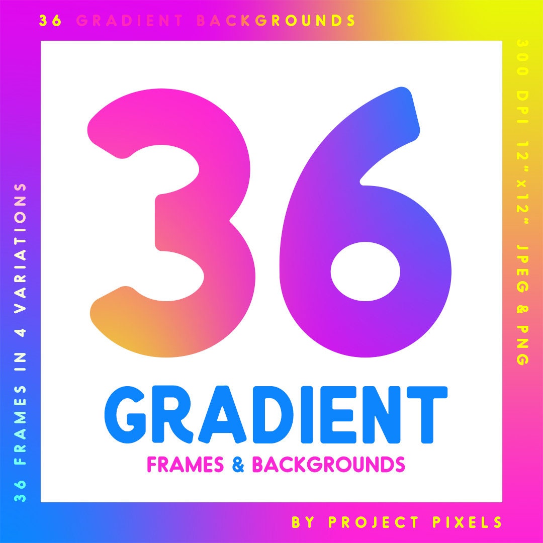 Gradient Frames & Backgrounds, Rainbow Paper, Border Clip Art, Abstract ...