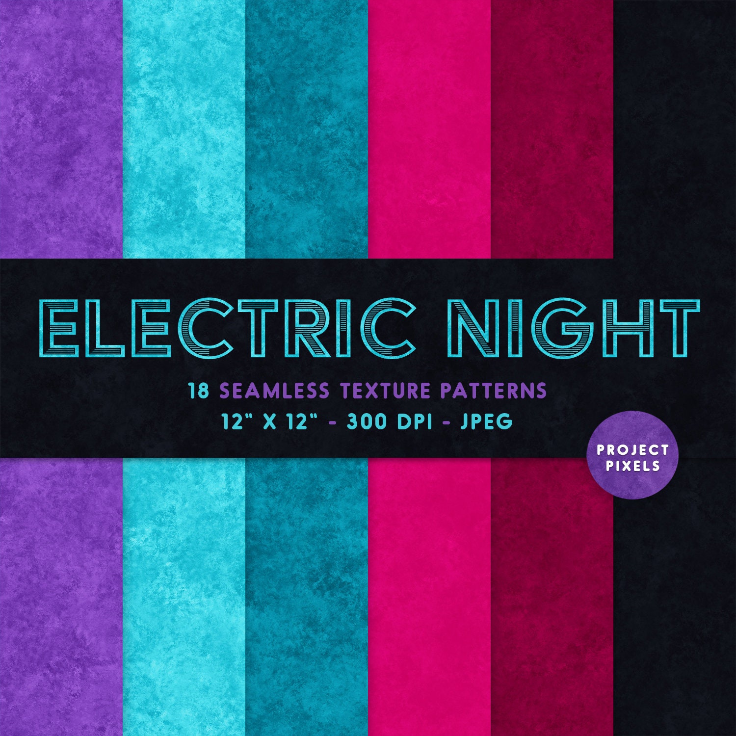 Electric Night Neon Tones Digital Paper Pack Seamless | Etsy
