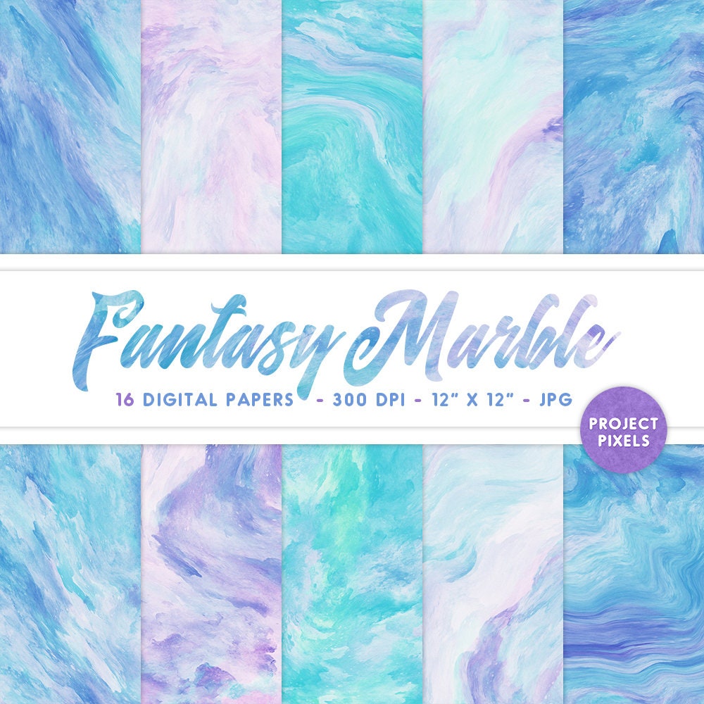 Fantasy Marble Digital Paper, Iridescent Digital, Pastel Abstract ...