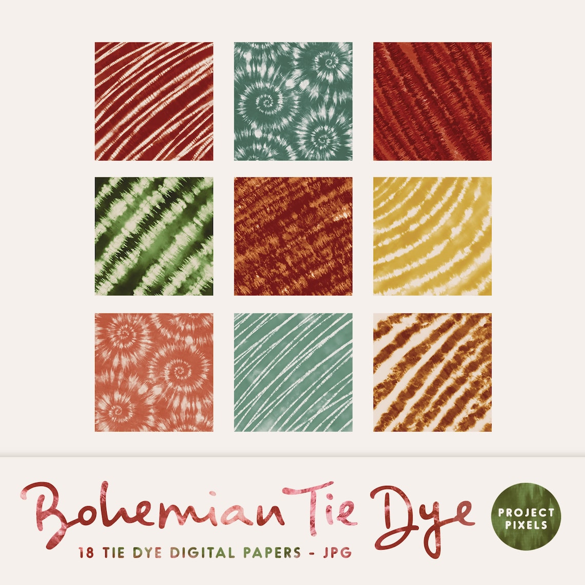 Boho Tie Dye Digital Paper Pack Bohemian Art Warm Autumn - Etsy