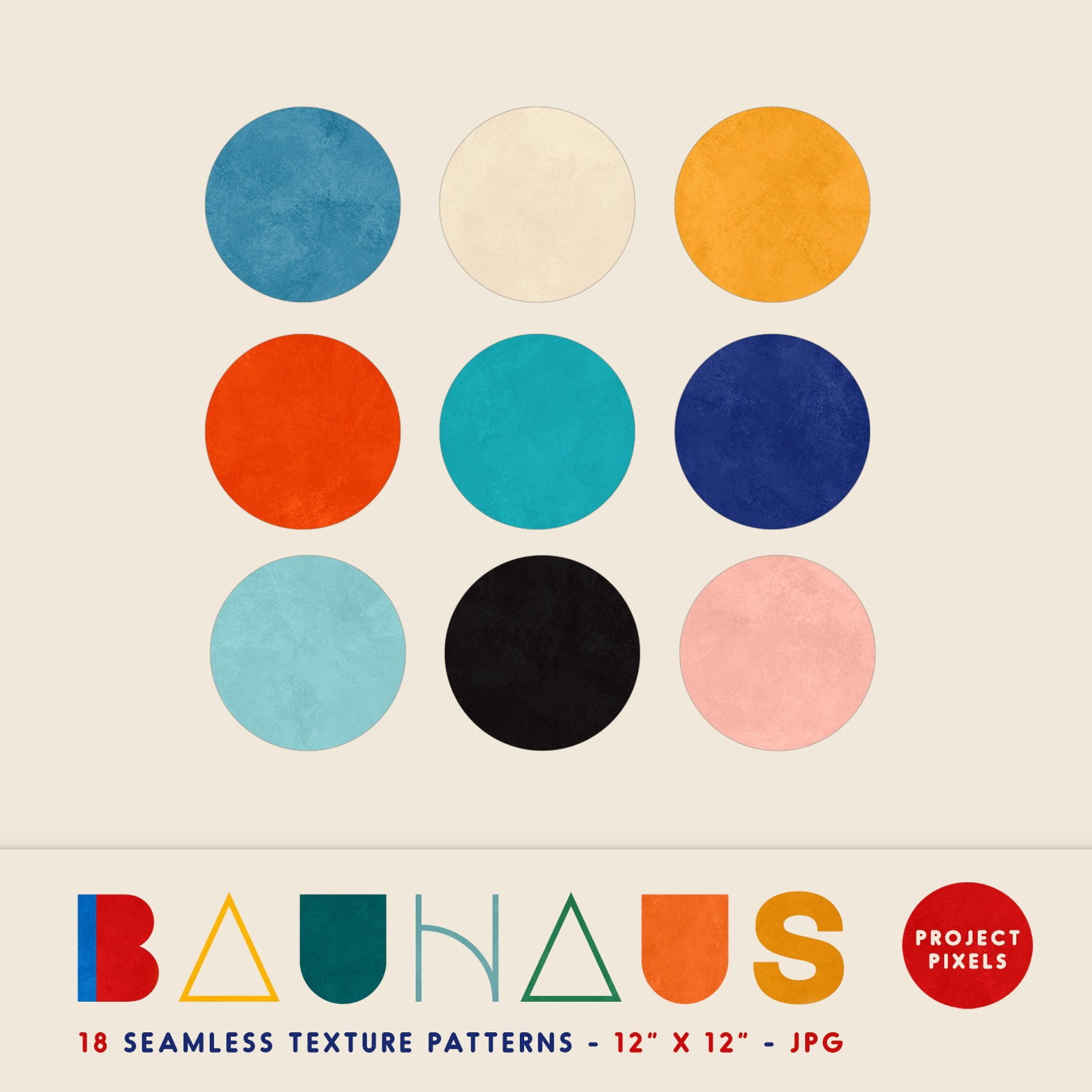 Bauhaus, Digital Paper, Retro Seamless Textures, Vintage Color Patterns ...