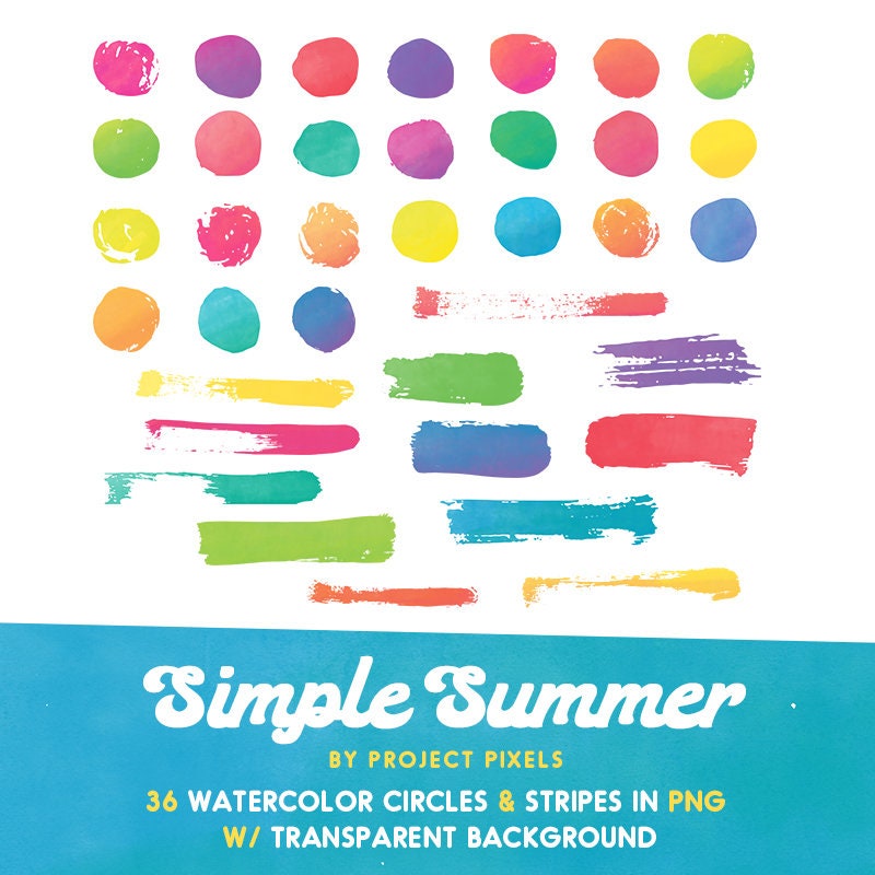 Simple Summer, Graphic Design Pack, Paint Stroke Clip Art, Design ...