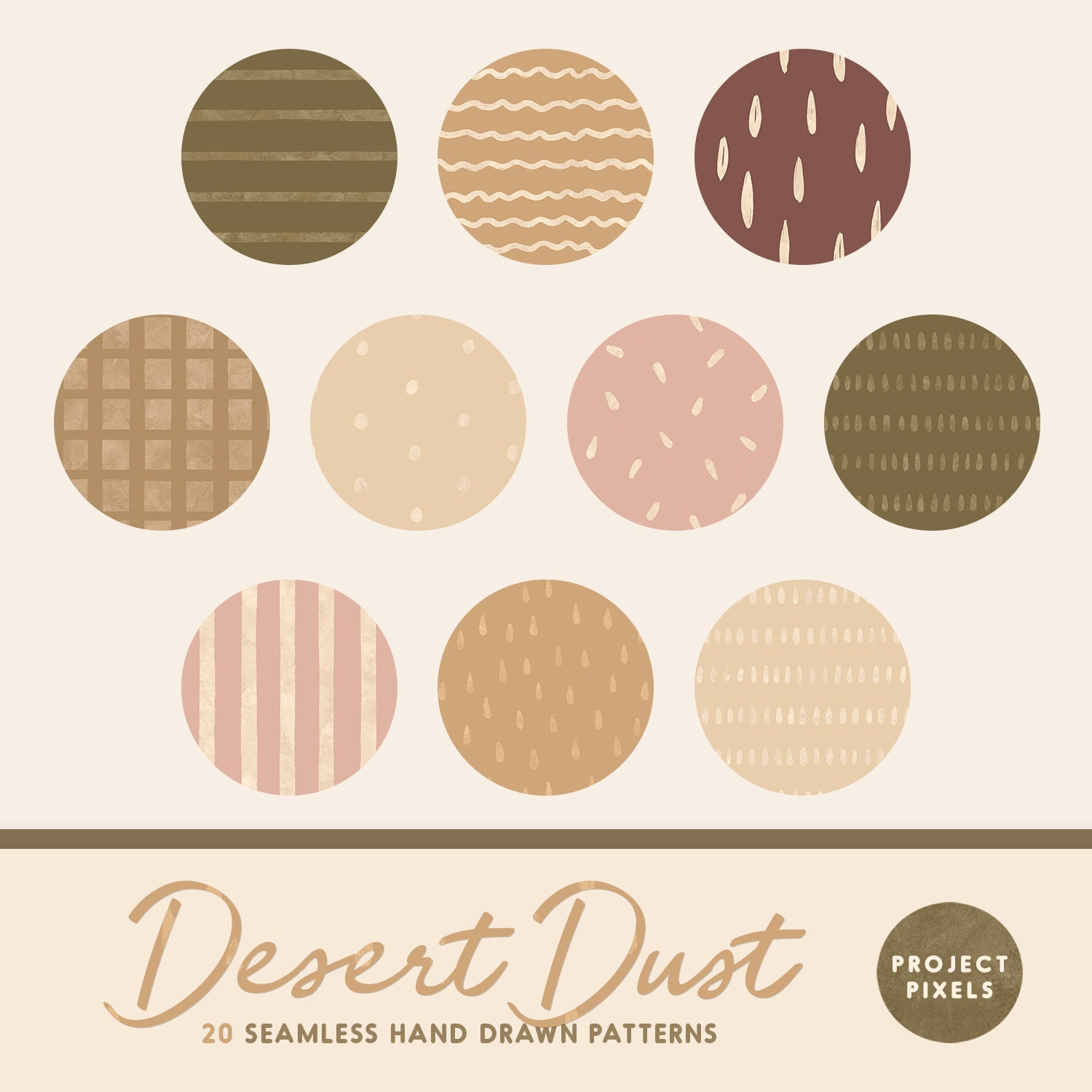 Desert Dust Hand Drawn Patterns, Minimal Seamless Patterns, Natural ...