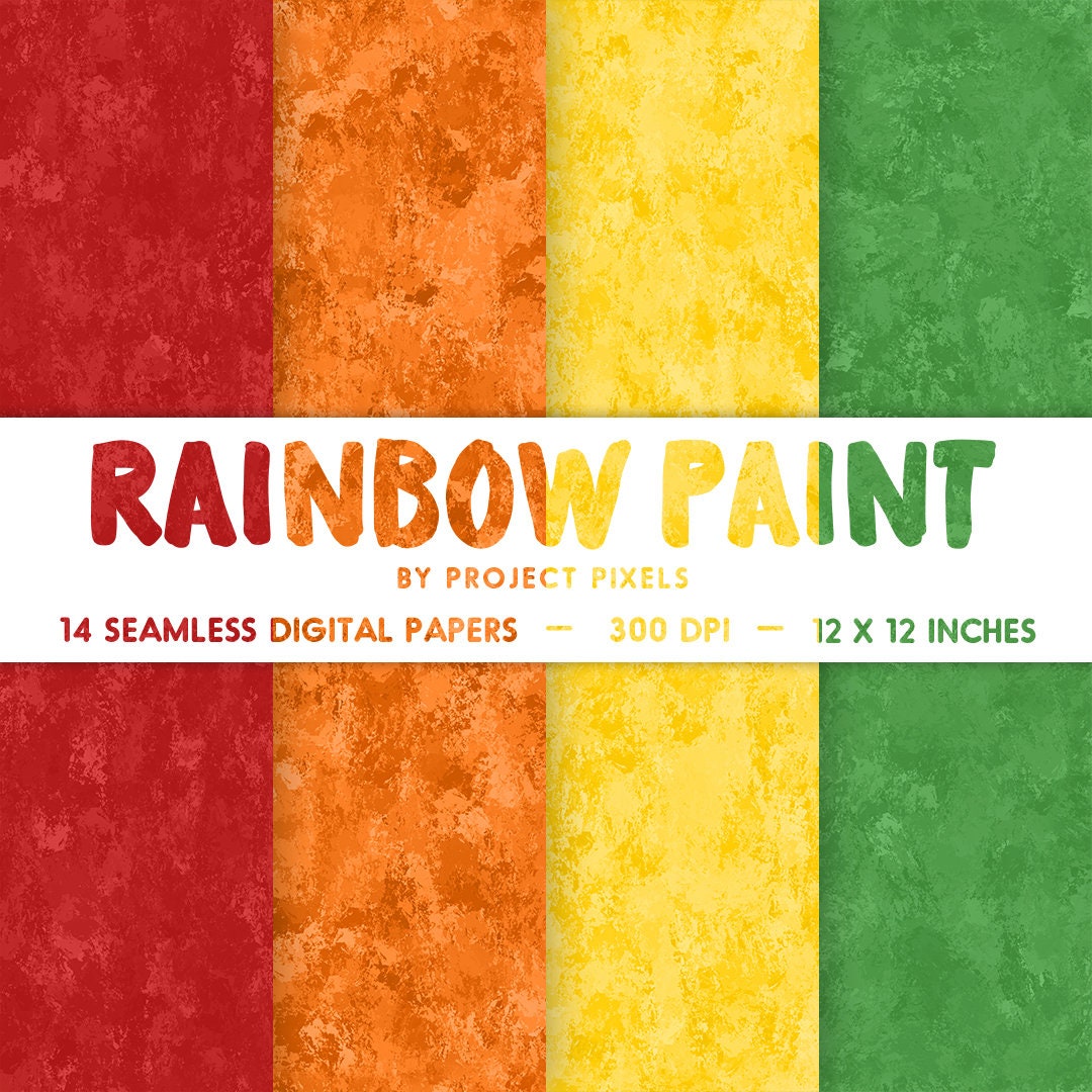 Rainbow Paint Textures, Digital Paper Pack, Colorful Textures, Seamless ...