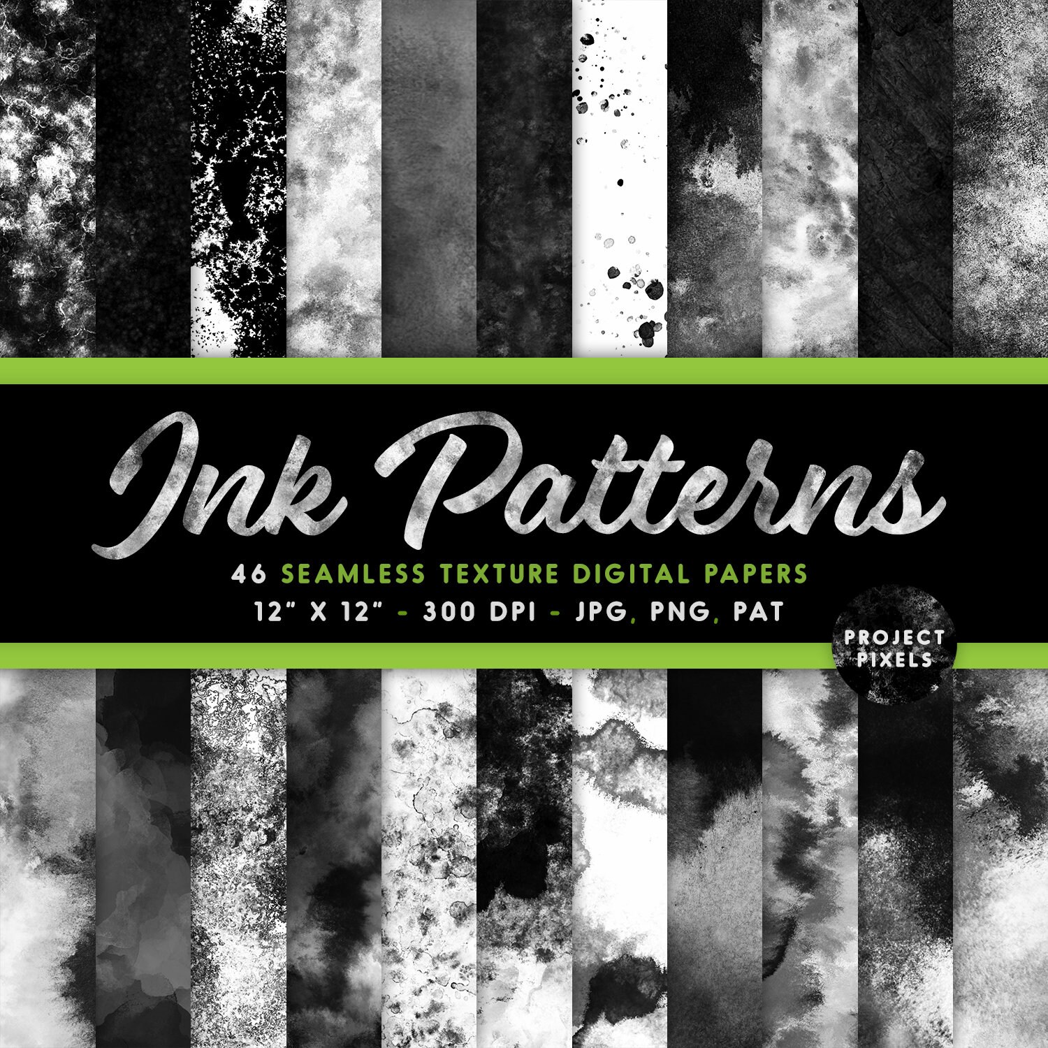 Seamless Ink Patterns, Grunge Textures, Grunge Ink Clip Art, Texture ...