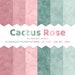 Cactus Rose Digital Paper Pack, Green Pink Color Paper, Soft Art ...