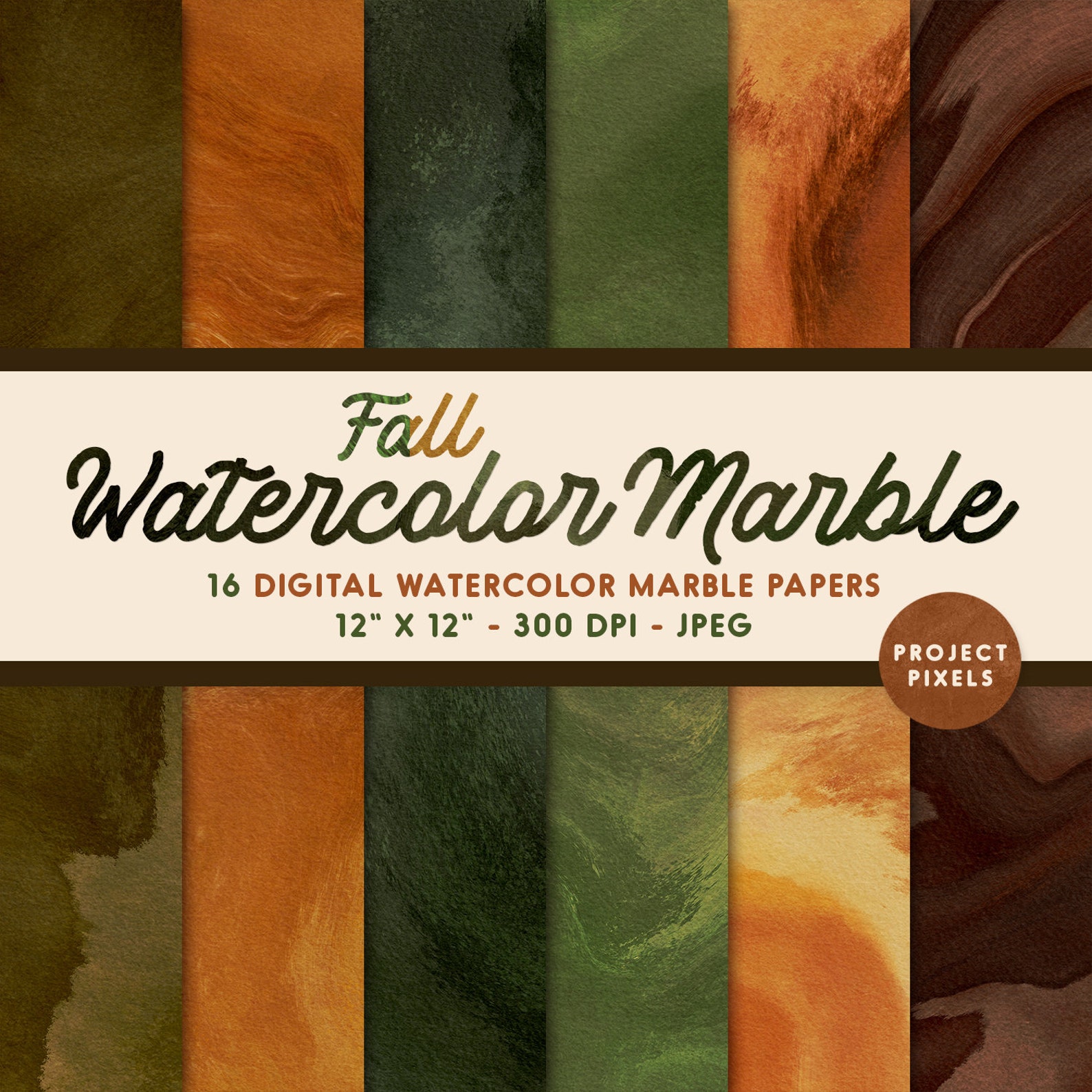 Fall Watercolor Marble Digital Paper Abstract Autumn - Etsy