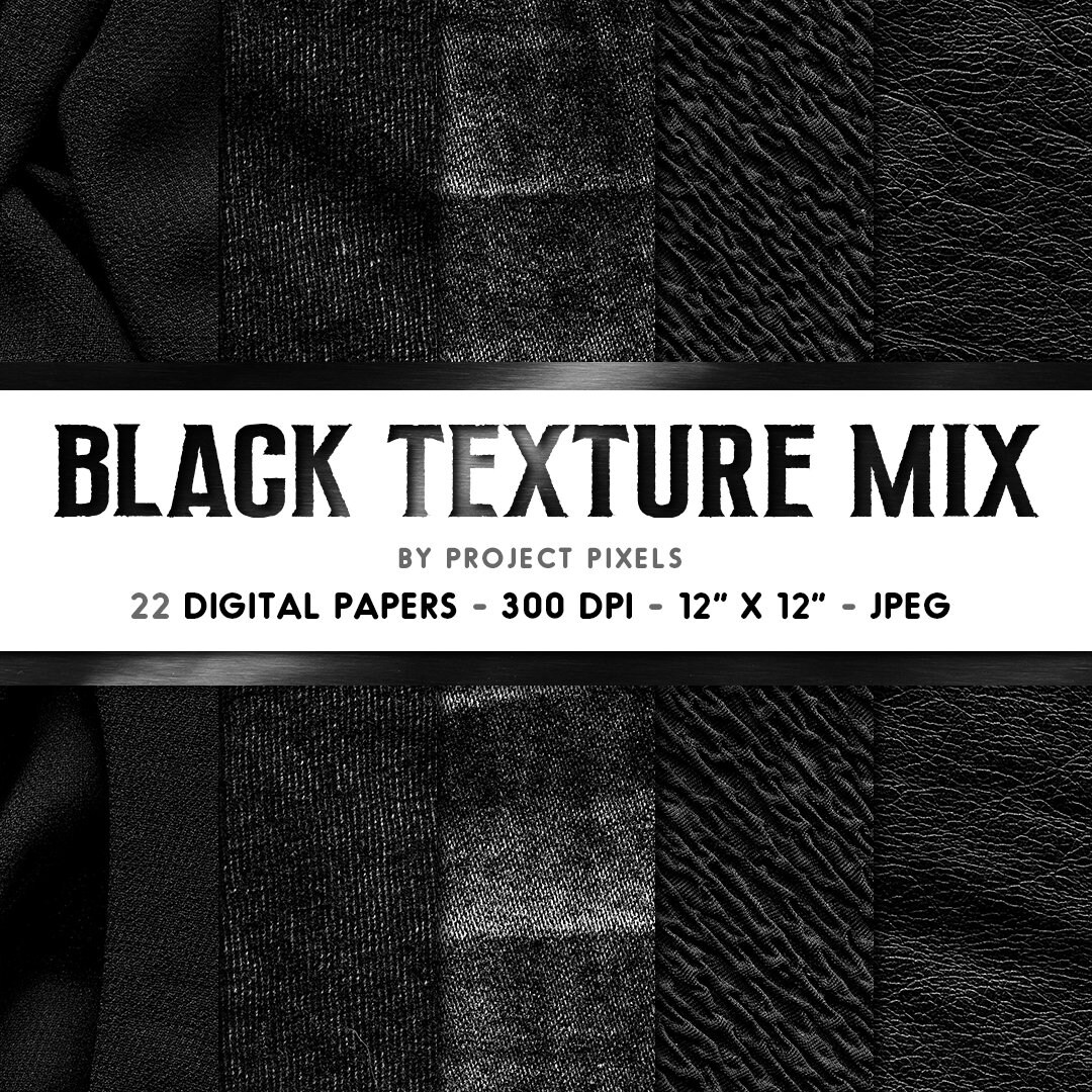 Black Texture Mix, Digital Paper, Black Textiles, Grunge Textures ...