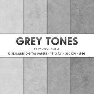Grey Tones Digital Paper Pack, Grey Textures, Gradient Paper, Seamless ...