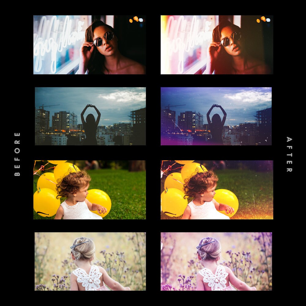 60 Retro Photo Overlays, Photography Overlays Kit, Light Leaks, Color ...