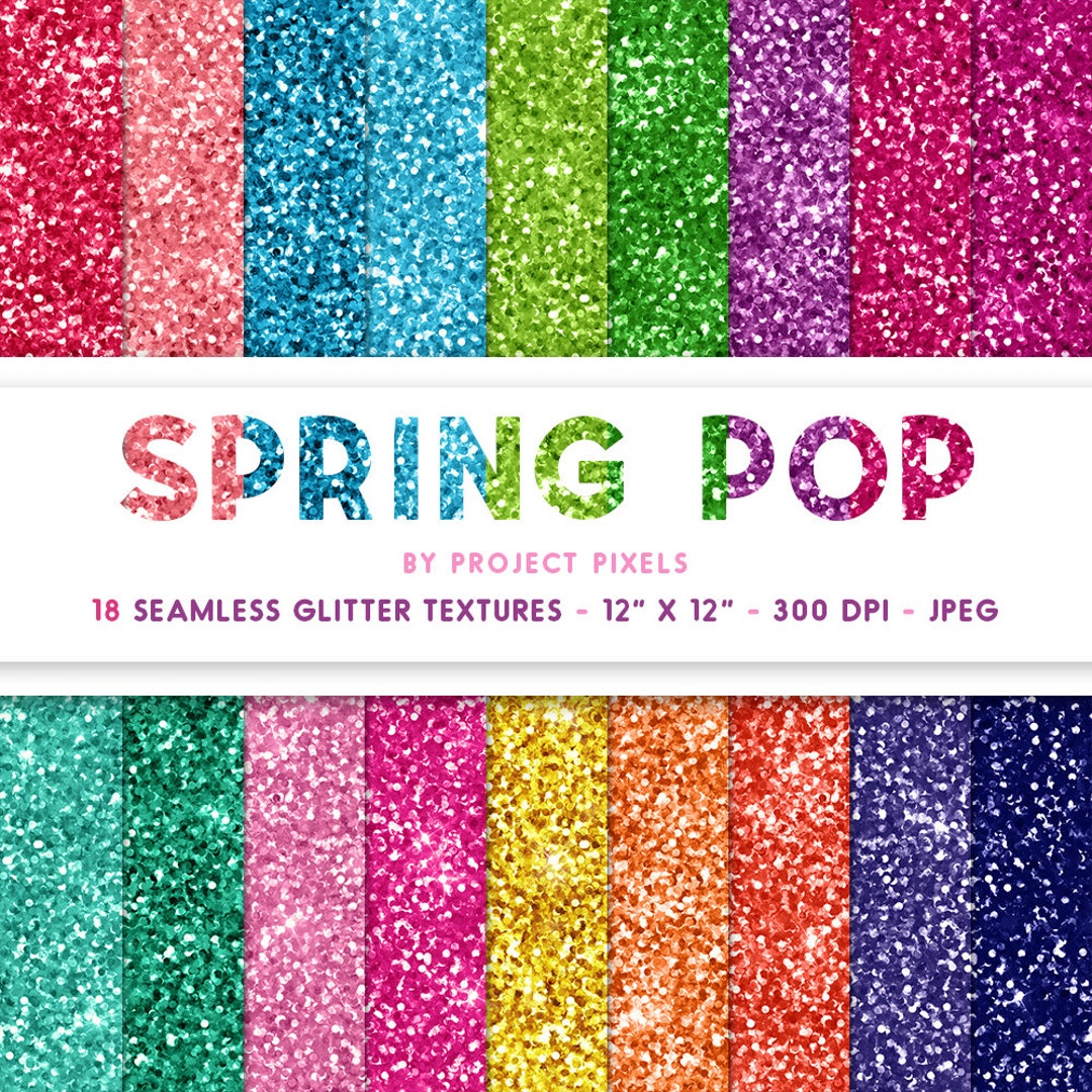 Spring Pop Glitter, Seamless Patterns, Colorful Glitter Digital Paper ...
