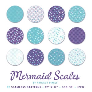 Mermaid Scales Digital Paper, Seamless Pattern, Mermaid Tails, Purple ...