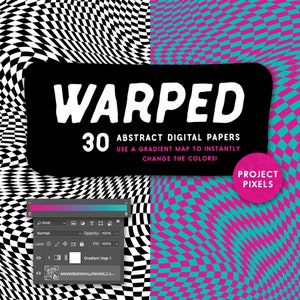 Warped Abstract Pattern Digital Papers, Black and White, Modern ...