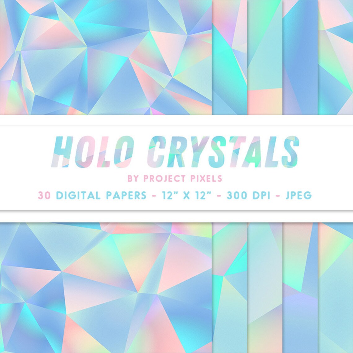 Holographic Crystal Digital Paper, Iridescent Rainbow Paper, Pastel ...