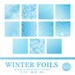 Winter Foil Textures, Metallic Digital Paper, Blue Shimmer, Ice Snow ...