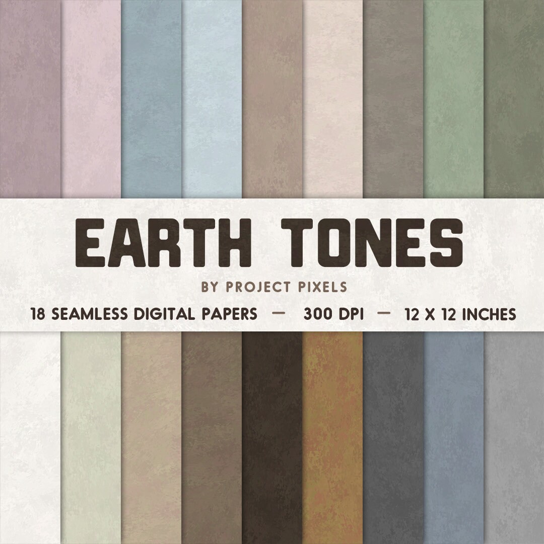 Earth Tones Digital Paper Pack, Nature Textures, Seamless Textures ...