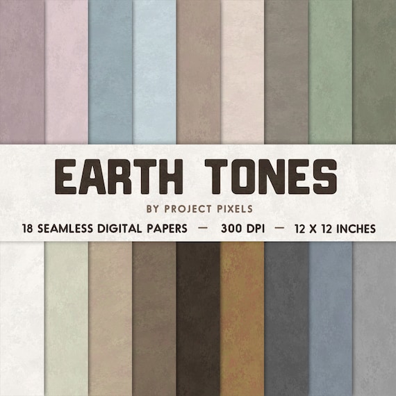 Earth Tones Digital Paper Pack Nature Textures Seamless - Etsy Canada