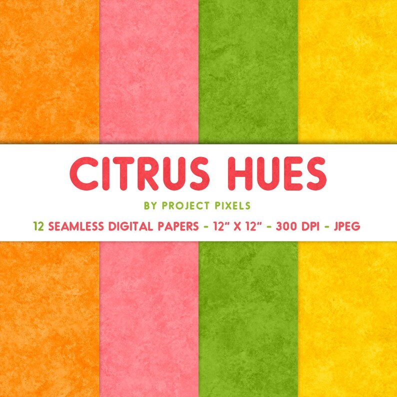 Citrus Hues, Summer Digital Paper, Fruit Color Palette, Soft Art ...