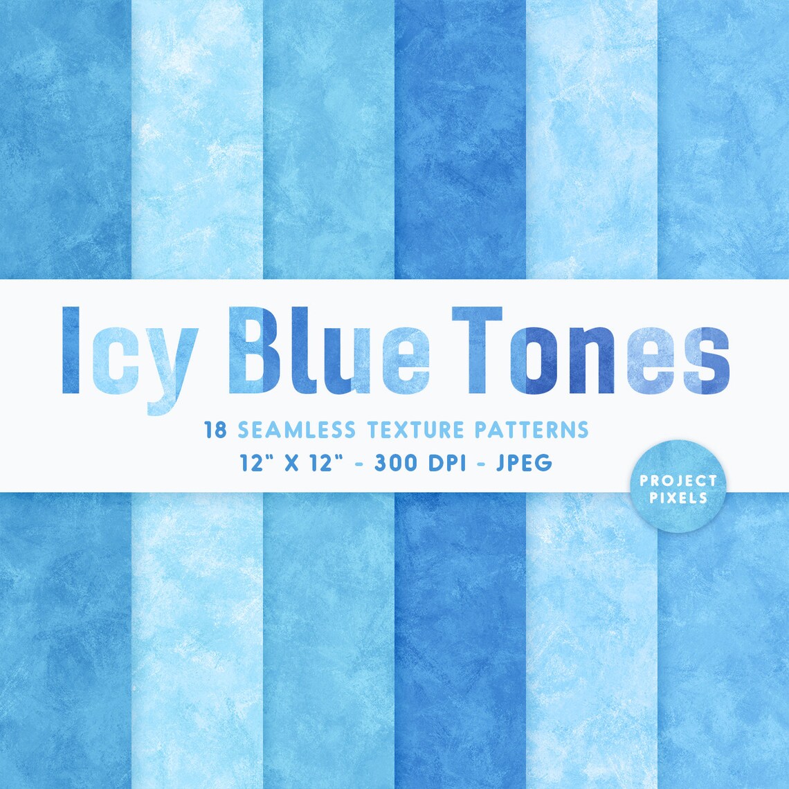 Icy Blue Tones Seamless Texture Patterns Gradient Digital - Etsy