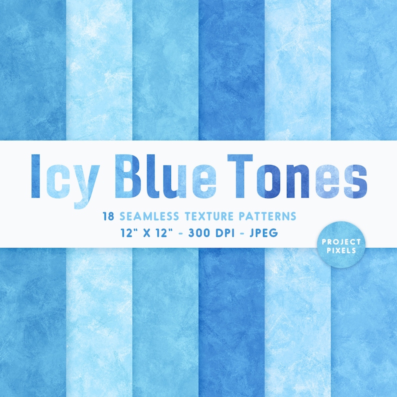 Icy Blue Tones Seamless Texture Patterns Gradient Digital - Etsy