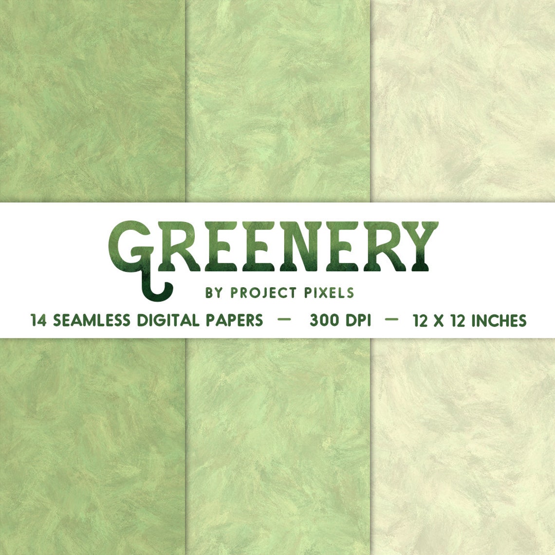 Greenery Digital Paper Pack, Nature Paper, Green Textures, Gradient ...