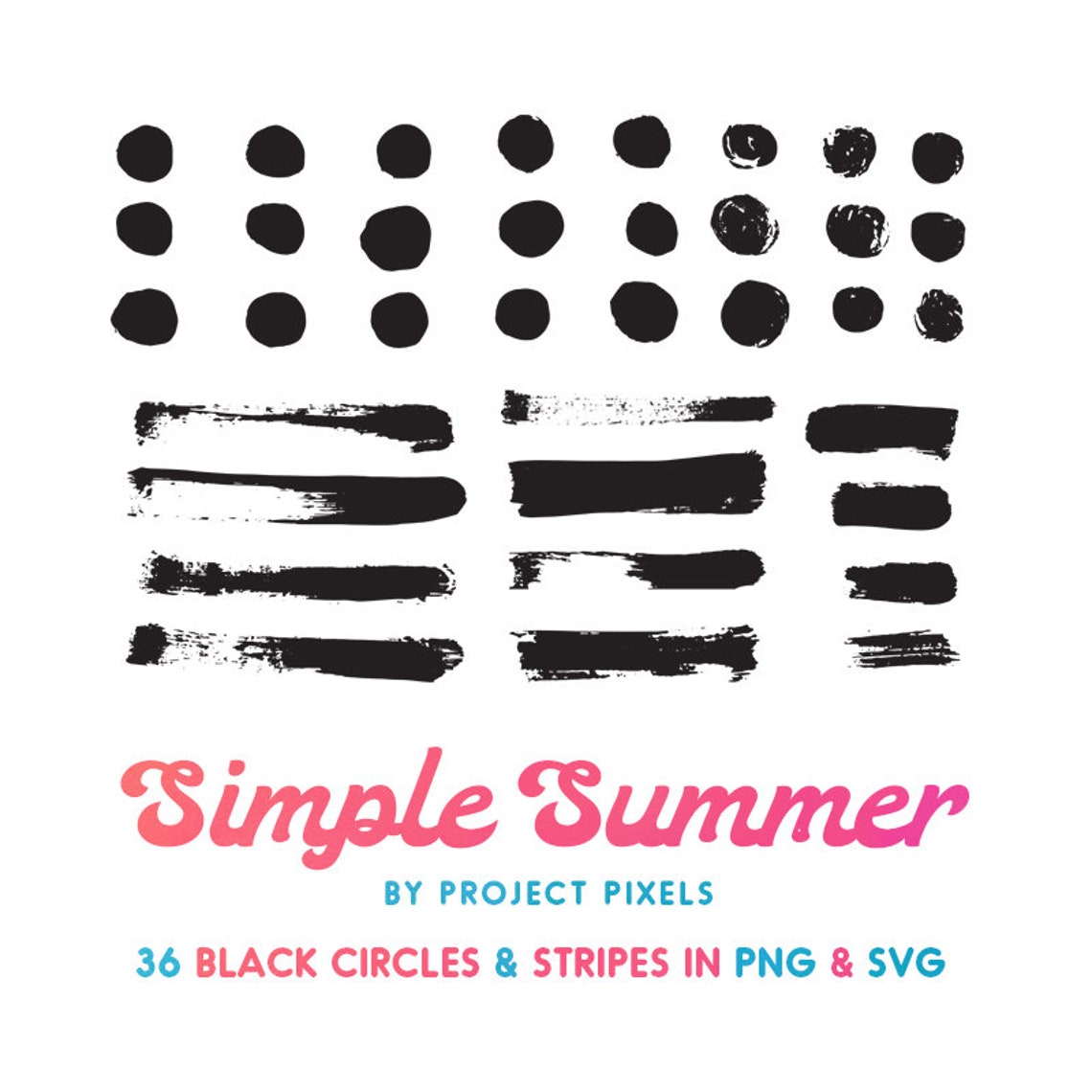 Simple Summer, Graphic Design Pack, Paint Stroke Clip Art, Design ...