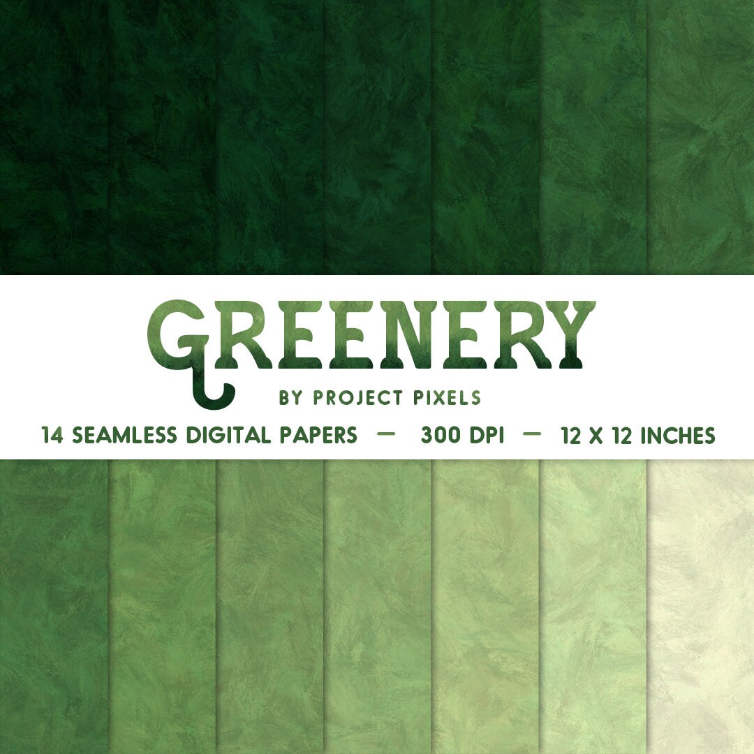Greenery Digital Paper Pack, Nature Paper, Green Textures, Gradient ...