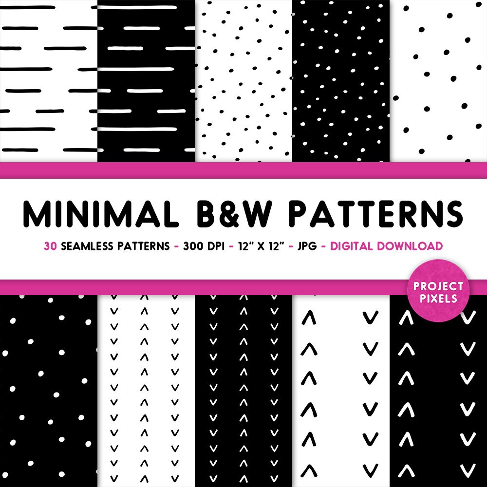 Minimal Black and White Patterns Seamless Patterns Hand - Etsy